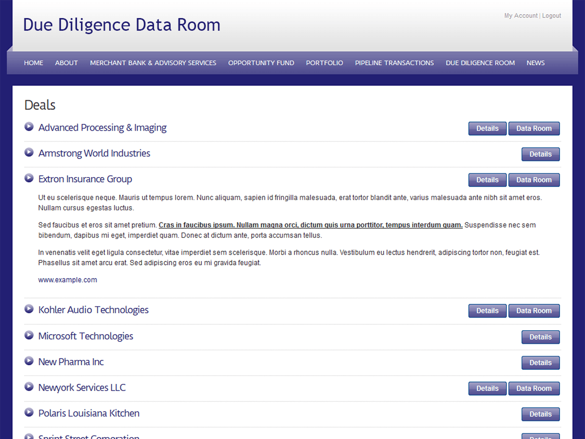 Due Diligence Data Room – Mandaliya Software
