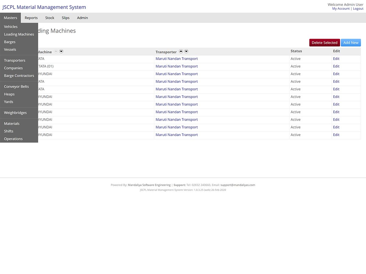 JSCPL Material Management System - Mandaliya Software
