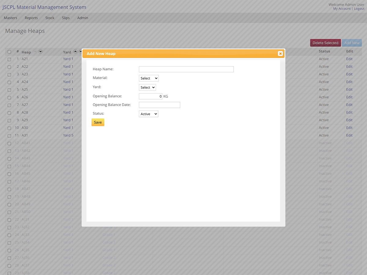 JSCPL Material Management System - Mandaliya Software