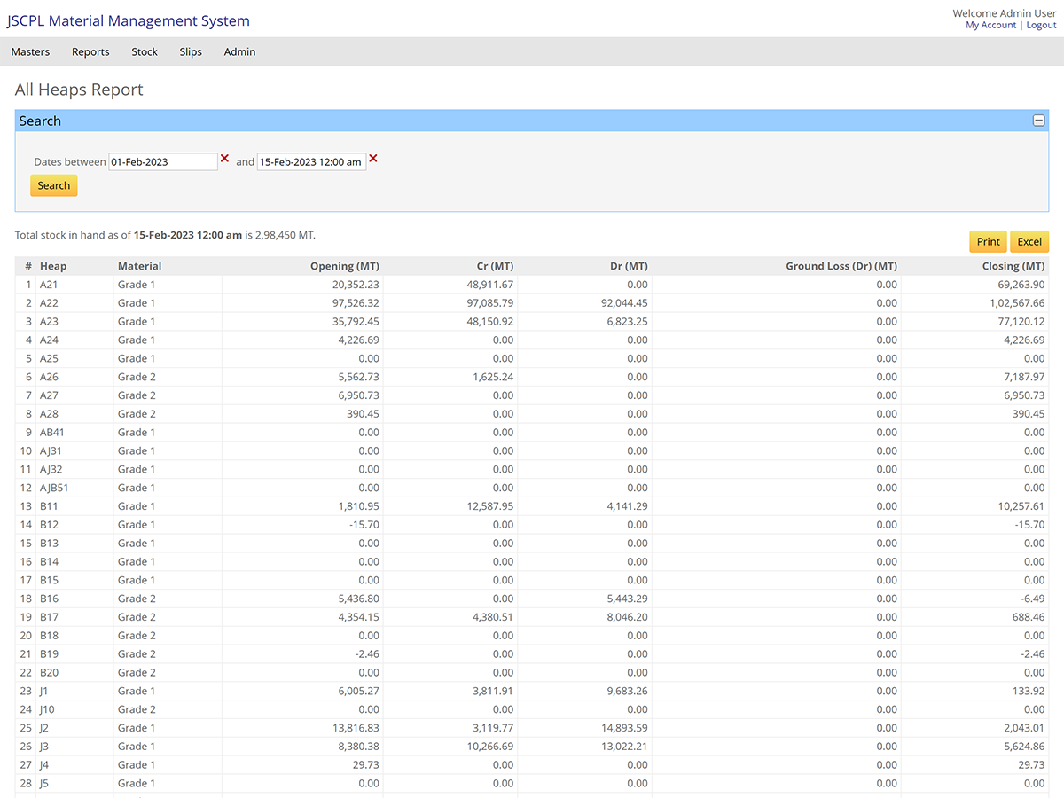 JSCPL Material Management System - Mandaliya Software