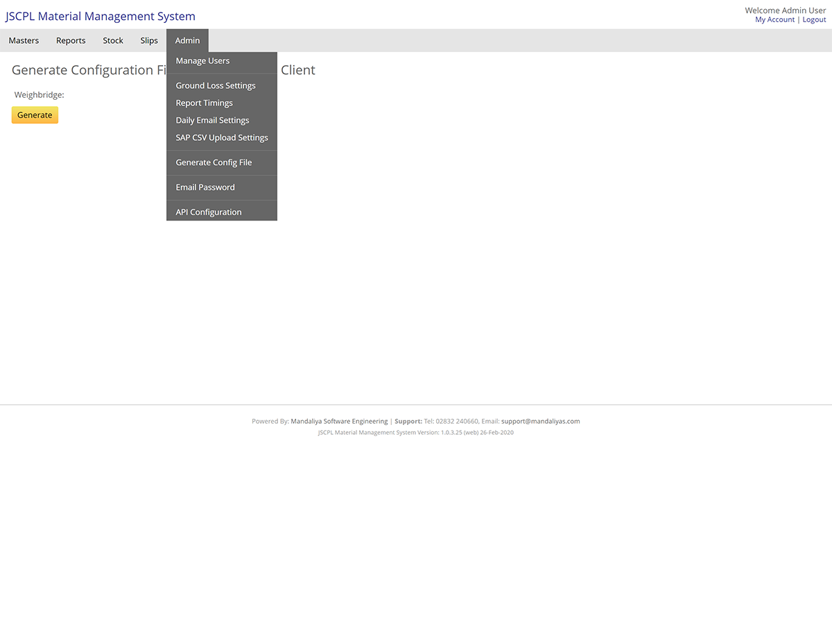 JSCPL Material Management System - Mandaliya Software