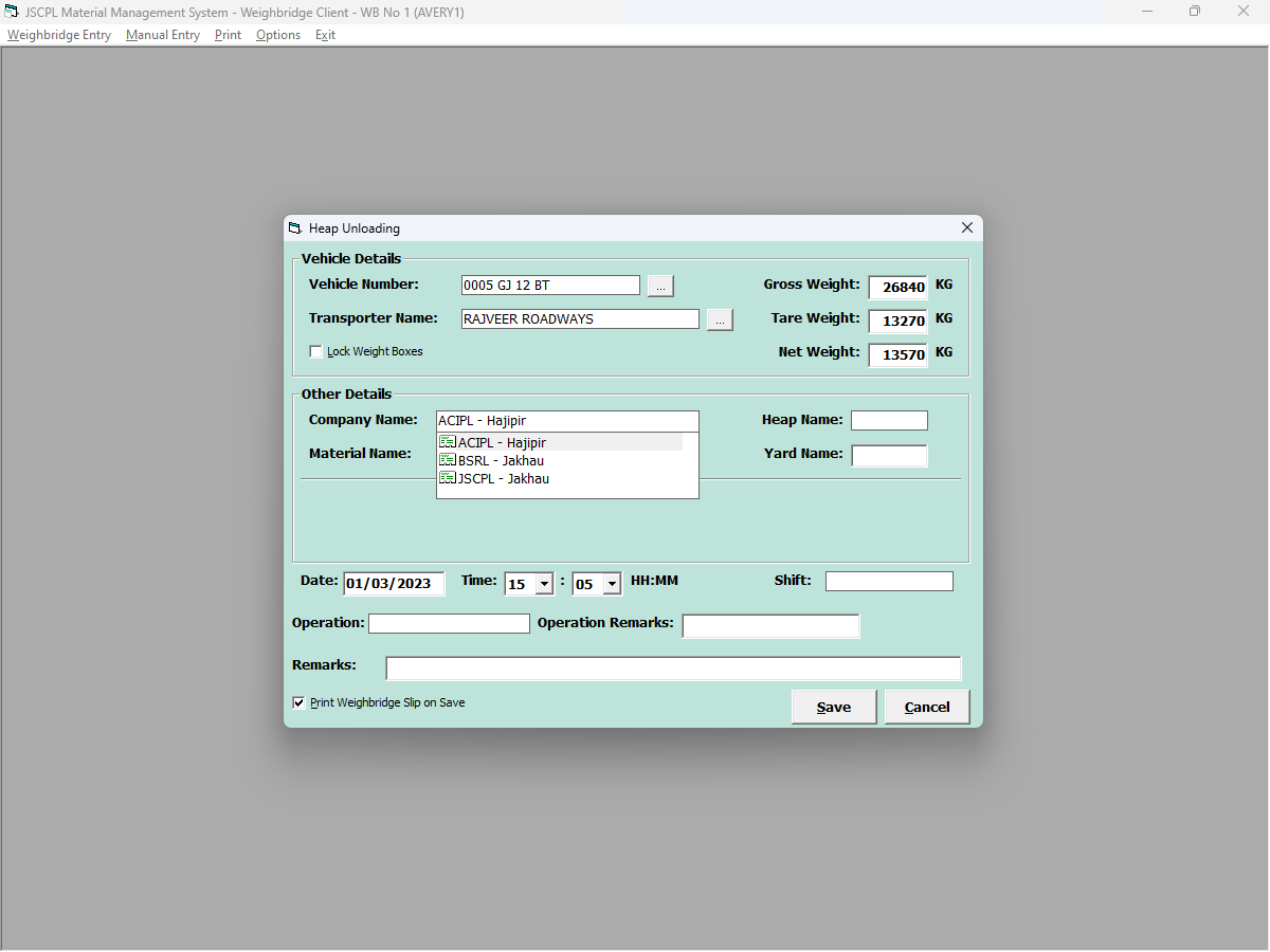 JSCPL Material Management System - Mandaliya Software